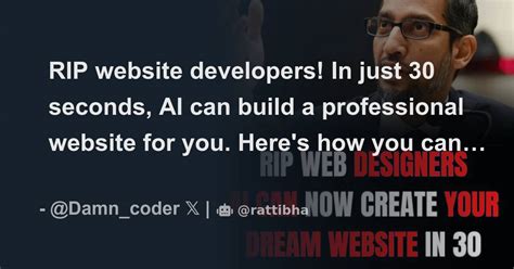 Rip Website Developers In Just 30 Seconds Ai Can Build A Professional Website For You Heres