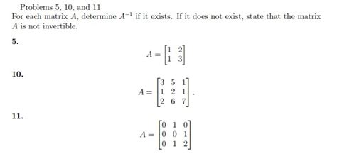 Solved Problems 5 10 And 11 For Each Matrix A Determine