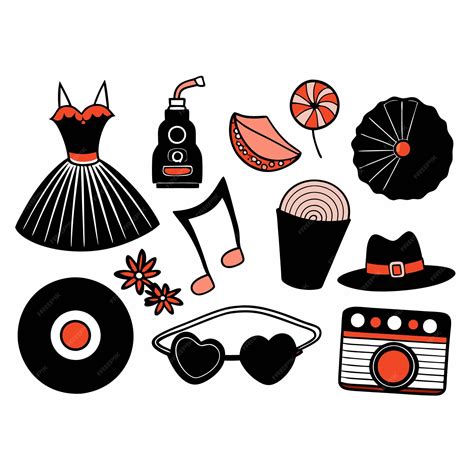 Premium Vector Red And Black Retro Style Icons