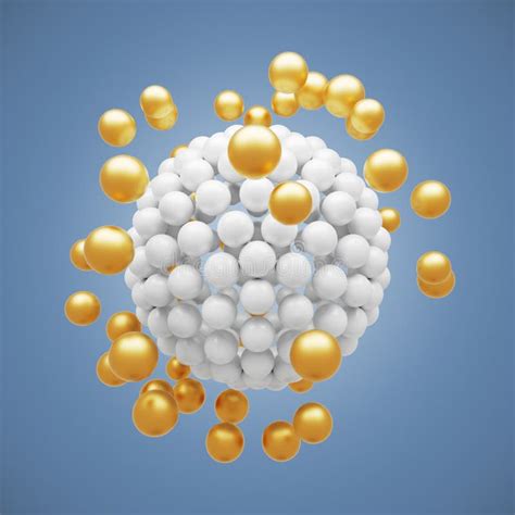 Abstract White And Gold Particles Molecular Structure Stock Illustration Illustration Of