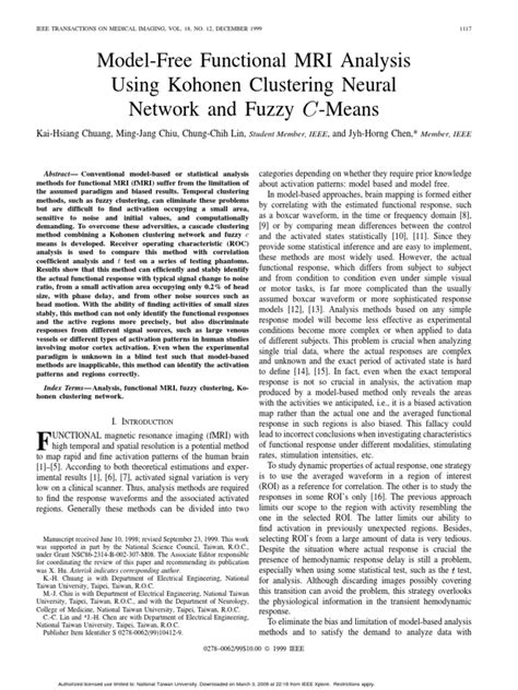 model free functional mri analysis using kohonen clustering neural network and fuzzy means