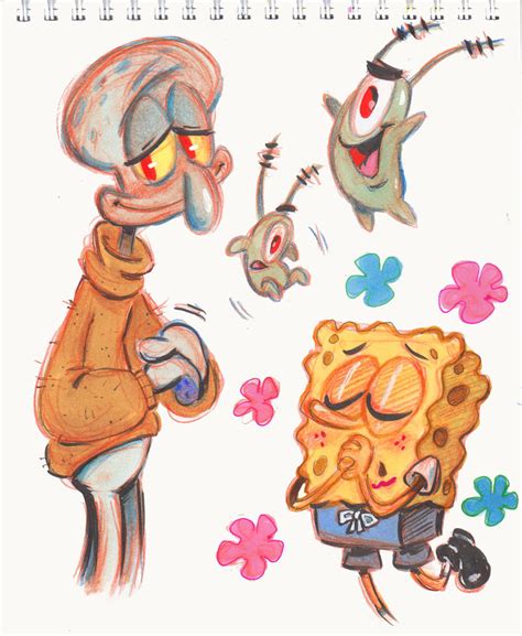 Squidward Plankton And Bob By Juneduck21 On Deviantart