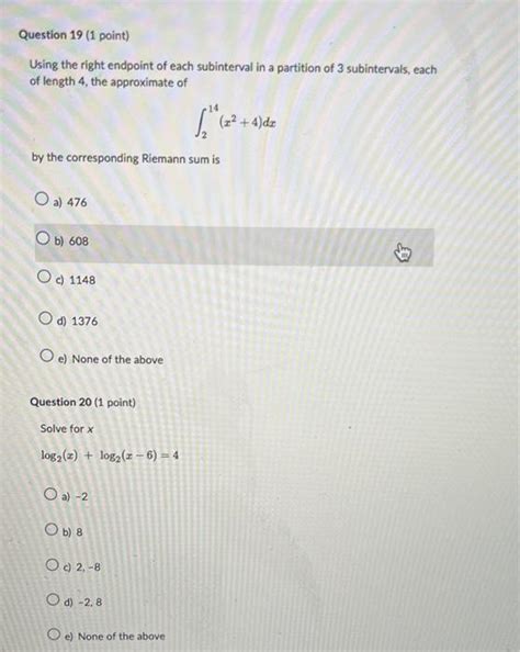 Solved Using The Right Endpoint Of Each Subinterval In A