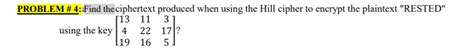 Solved Problem 4 Find The Ciphertext Produced When Using
