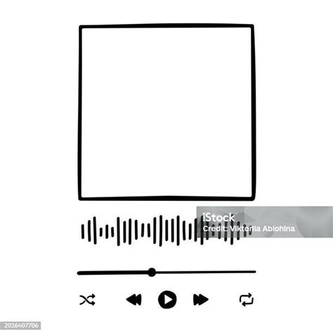 Music Player Interface In Doodle Style Handdrawn Audio App Panel With
