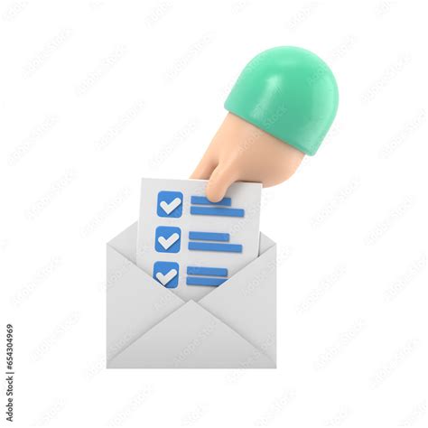 3d Mail Envelope Icon With Task Management Todo Check List In Hand