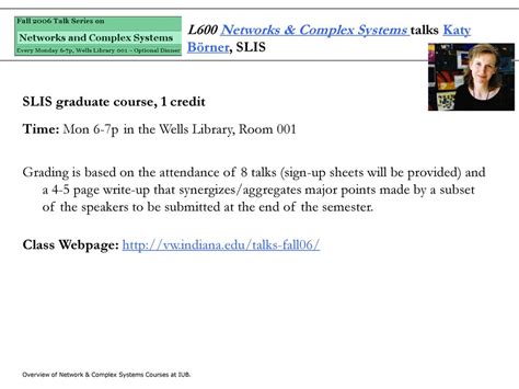 Overview Of Network And Complex Systems Courses At Iub Ppt Download