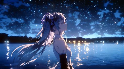 初音未来 湖畔 星辰 4k 动漫 女孩 美女 4k壁纸 壁纸下载 壁纸汇