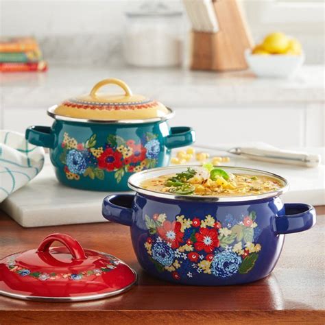 The Pioneer Woman Dazzling Dahlias 1 Quart Mini Dutch Oven Set Of 2 Dutch Oven