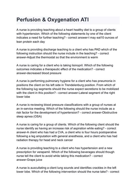 Perfusion And Oxygenation Ati With Complete Solution Perfusion Stuvia Us