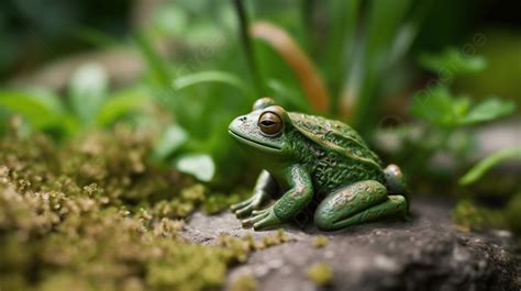 땅에 이끼에 앉아있는 개구리 녹색 정원에 숨겨진 귀여운 개구리 입상 고화질 사진 사진 개구리 배경 일러스트 및 사진 무료 다운로드 Pngtree