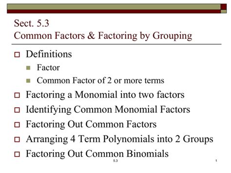 Common Factors And Factoring By Grouping