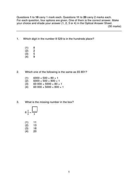 2023 P6 Fma Mendaki Psle Paper 1 Pdf Mathematics