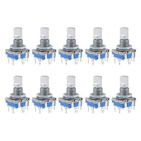 Uxcell 360 Degree Rotary Encoder Code Switch Digital Potentiometer Ec11 7 Pins 8mm D Shaft 10pcs