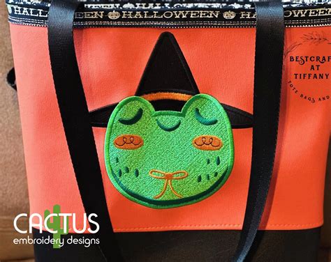 Frog Witch Hat Patch Embroidery Design Cactus Embroidery Designs