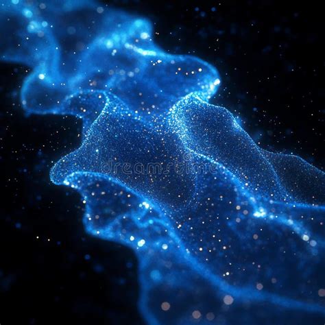 Glowing Blue Waves Of Light Create A Mesmerizing Cosmic Effect In Dark Space Generative Ai Stock