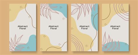 소셜 미디어 스토리 및 포스트 템플릿 벡터 세트입니다 추상 모양은 텍스트 또는 이미지에 대한 꽃과 복사 공간으로 배경을 다룹니다 벡터 일러스트레이션 0명에 대한 스톡 벡터