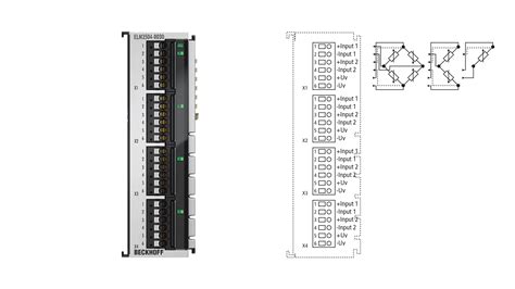 Elm3504 0030 Ethercat 端子模块，4 通道模拟量输入，测量电桥，全桥 半桥 四分之一桥，24 位，10 Ksps，带第三方校准证书 倍福 中国