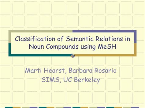 Ppt Classification Of Semantic Relations In Noun Compounds Using Mesh Powerpoint Presentation