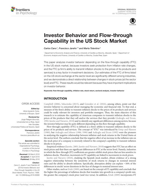 PDF Investor Behavior And Flow Through Capability In The US Stock Market