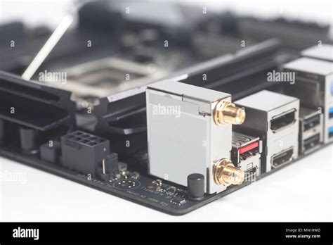 Computer Motherboard Intel LGA Cpu Socket And Other Details Isolated On White Background