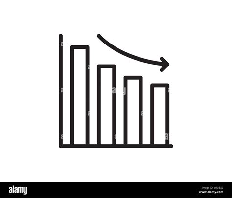 graph chart down icon down arrow symbol flat vector illustration