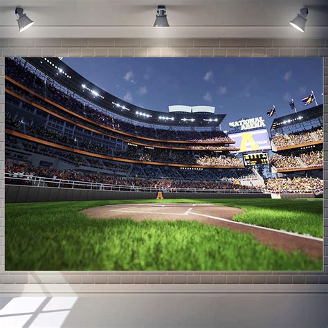 Baseball Backdrop Loccor 15x8ft Fabric Baseball Field Backdrop Night