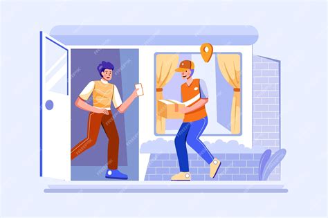 소포 배달 서비스 그림 개념 평면 그림 흰색 배경에 고립 프리미엄 벡터