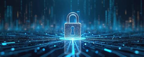 Digital Network Security Concept Featuring Padlock Circuit Lines Cyber World Safety From