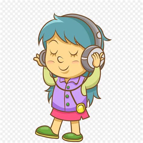 卡通听音乐的女孩人物PNG图片素材下载 图片编号yolnzmzx 免抠素材网