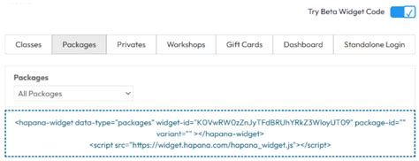 Embed Website Widgets V2 Hapana Support