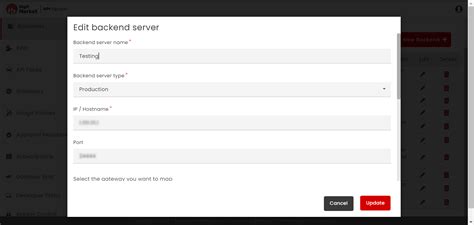 how to create edit delete and configure a backend server