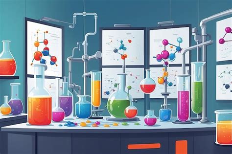 Premium Photo Illustrate A Corner Of The Lab With Colorful Molecular Models And Charts