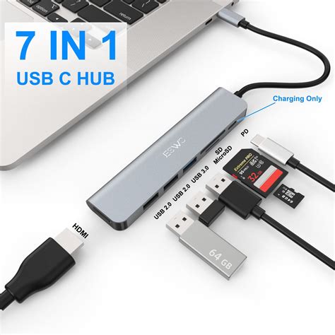 JESWO Hub n USB HDMI SD TF USB C W szürke eMAG hu