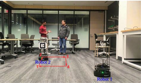 3 dof ground experiment one leader and one follower robot the