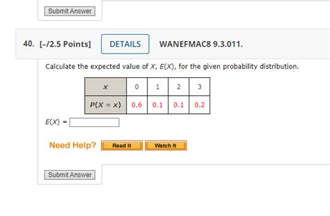Solved Calculate The Expected Value Of X E X For The Chegg