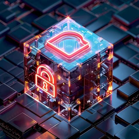 Lock And Data Storage Data Security Cybersecurity Cyber Defense Concept Stock Illustration