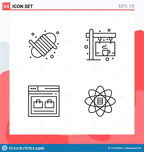 Collection Of 4 Vector Icons In Line Style Modern Outline Symbols For