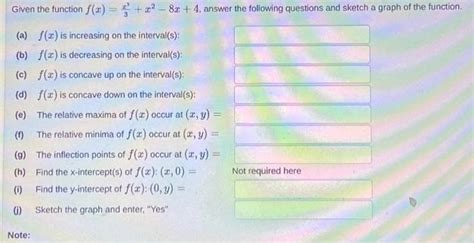 solved given the function f x ² 8x 4 answer the