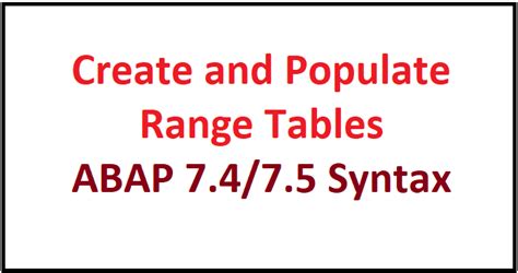 Create Range Tables Using Abap New Syntax