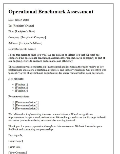 Letter Template For Industry Benchmark Analysis Free Samples In Pdf
