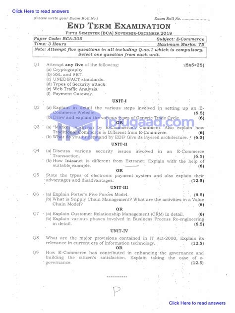 Ipjugaad Bca 5th Sem E Commerce Paper 2018 Pdf Career And Growth