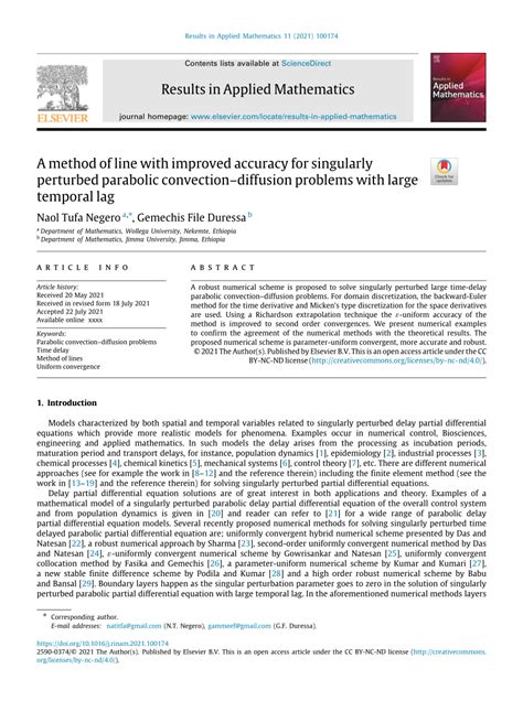 Pdf A Method Of Line With Improved Accuracy For Singularly Perturbed