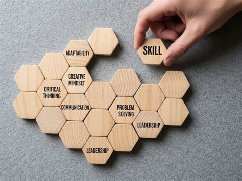 Hand Placing Skill Tile On Hexagonal Framework Stock Illustration