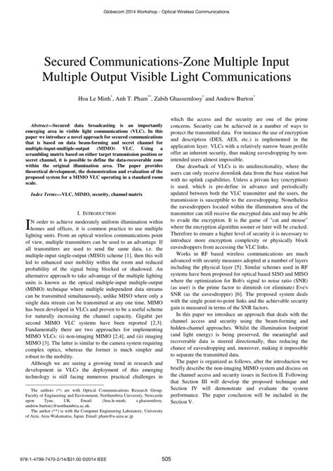 Pdf Secured Communications Zone Multiple Input Multiple Output Visible Light Communications
