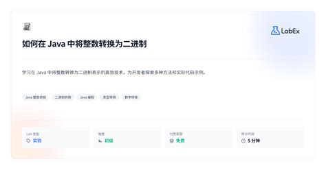 如何在 Java 中将整数转换为二进制 Labex 如何在 Java 中将整数转换为二进制 Labex