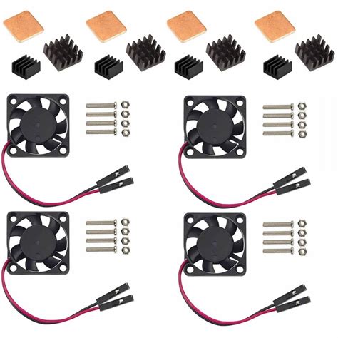 Raspberry Pi Fan Heatsink Kit Black 4 Pack Easycargo