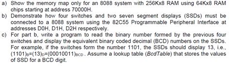 Solved A Show The Memory Map Only For An 8088 System With
