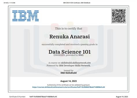 Renuka Anarasi On Linkedin Ibmskillsbuild Datascience Nxtwave