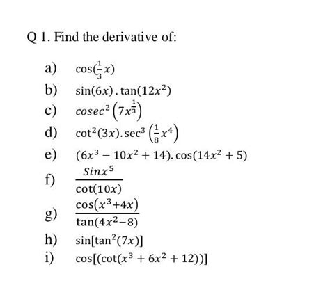 Solved Find The Derivative Of The Following B Sin Chegg Com